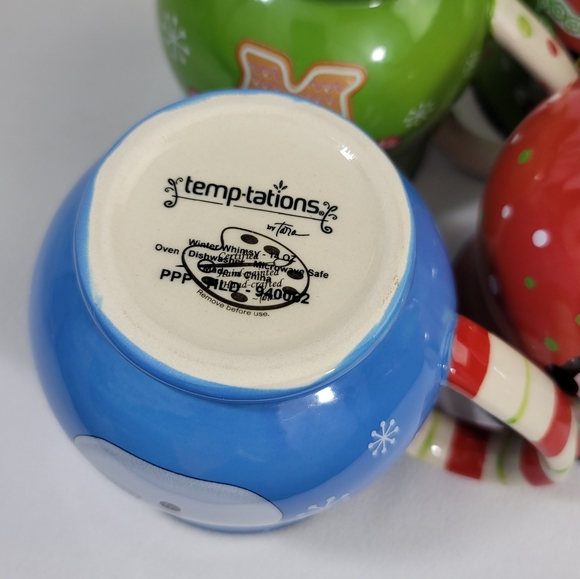 Temp-Tations | Dining | 4 Winter Whimsy Handpainted Mugs By Temptations ...